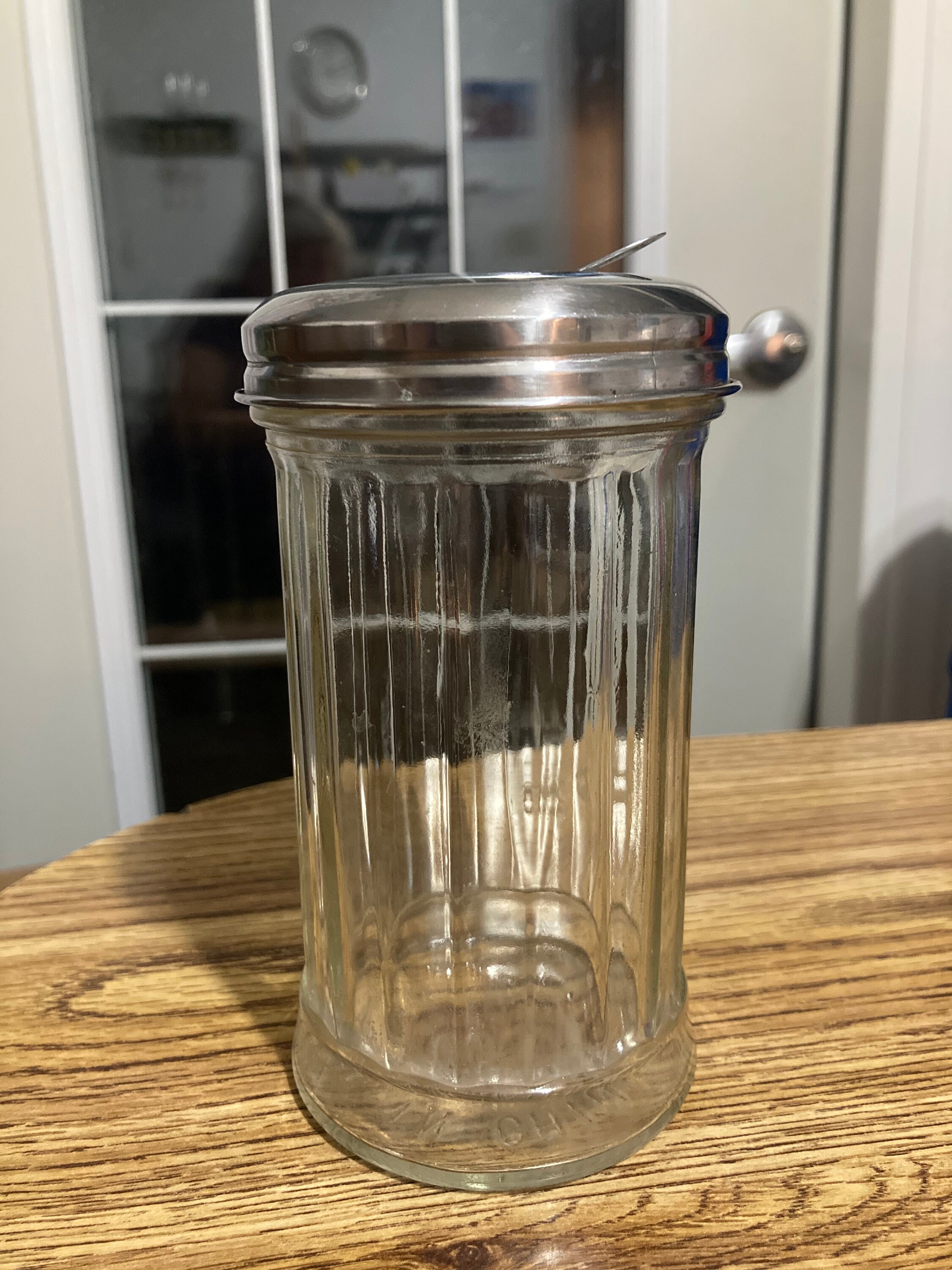 Ribbed Glass Retro Sugar Container Vintage Restaurant Parmesan Cheese ...