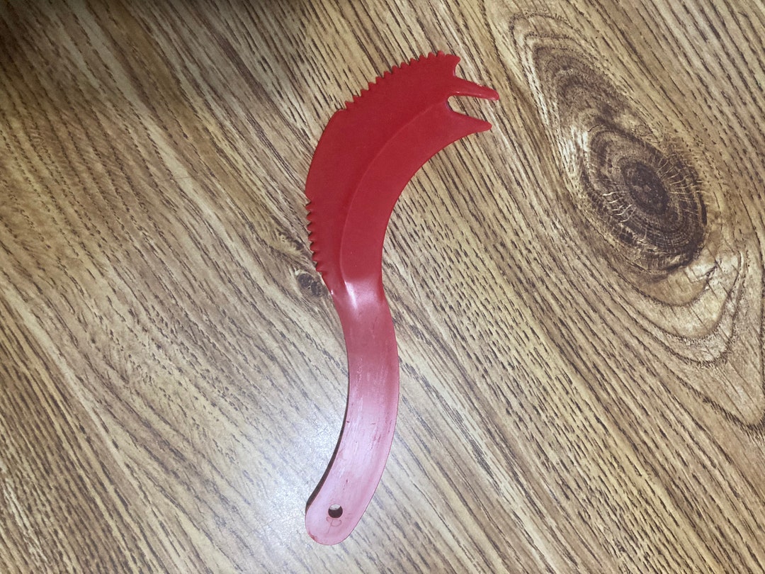 Vintage Tupperware Sli-saw-all Red Plastic Knife Slicer Cheese Veggies ...