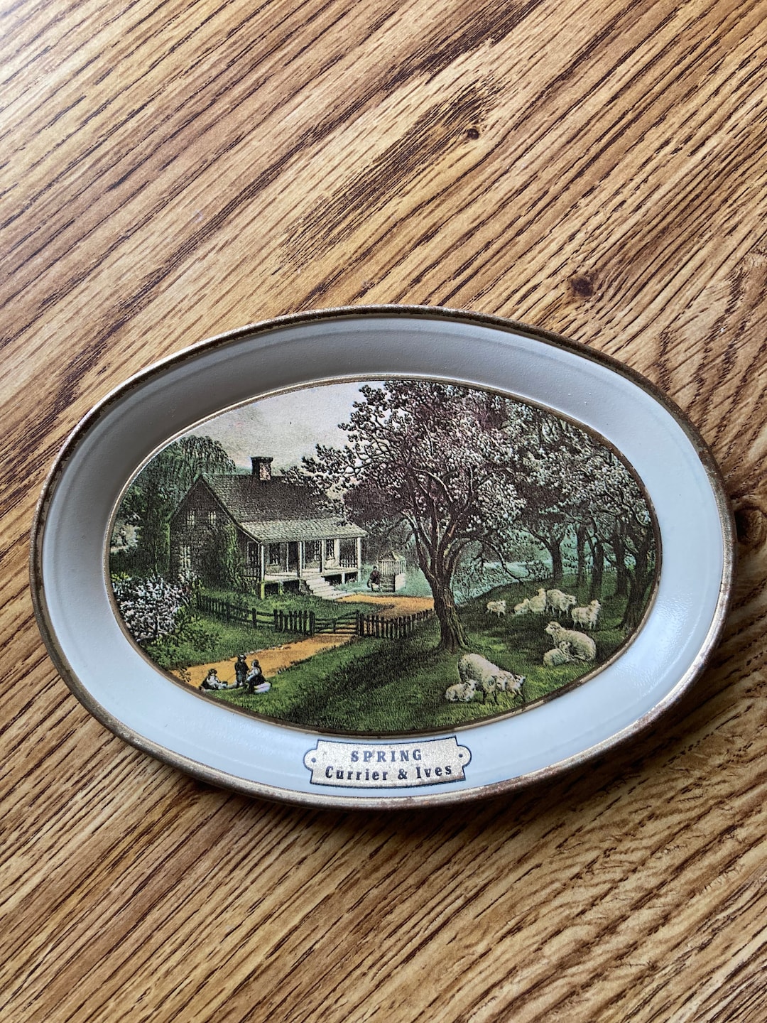 Vintage Currier and Ives Small Metal Tray the American Homestead-spring ...