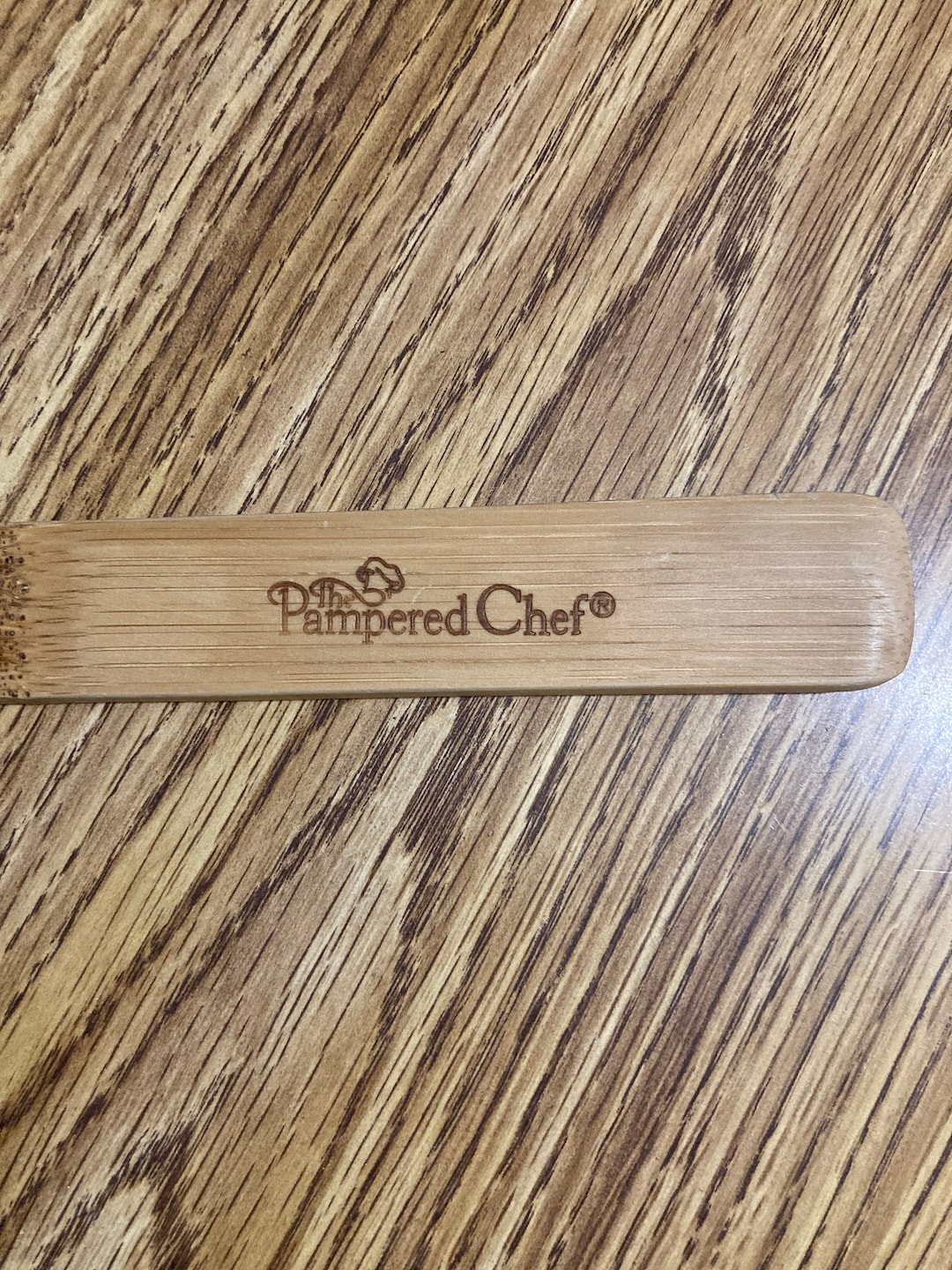 Pampered Chef Bamboo Slotted Spoon Serving Utensil Three Slots Handy ...