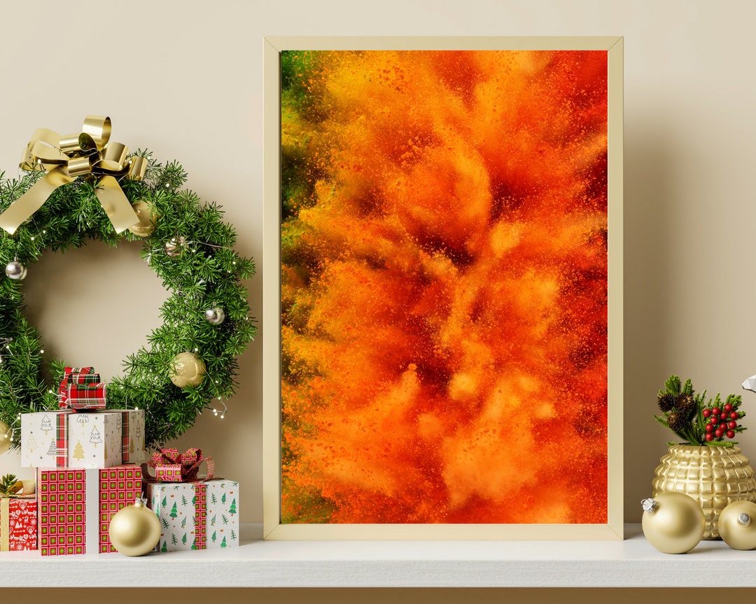 Green and Orange Color Splash Wall Art Green and Orange Frame Art ...