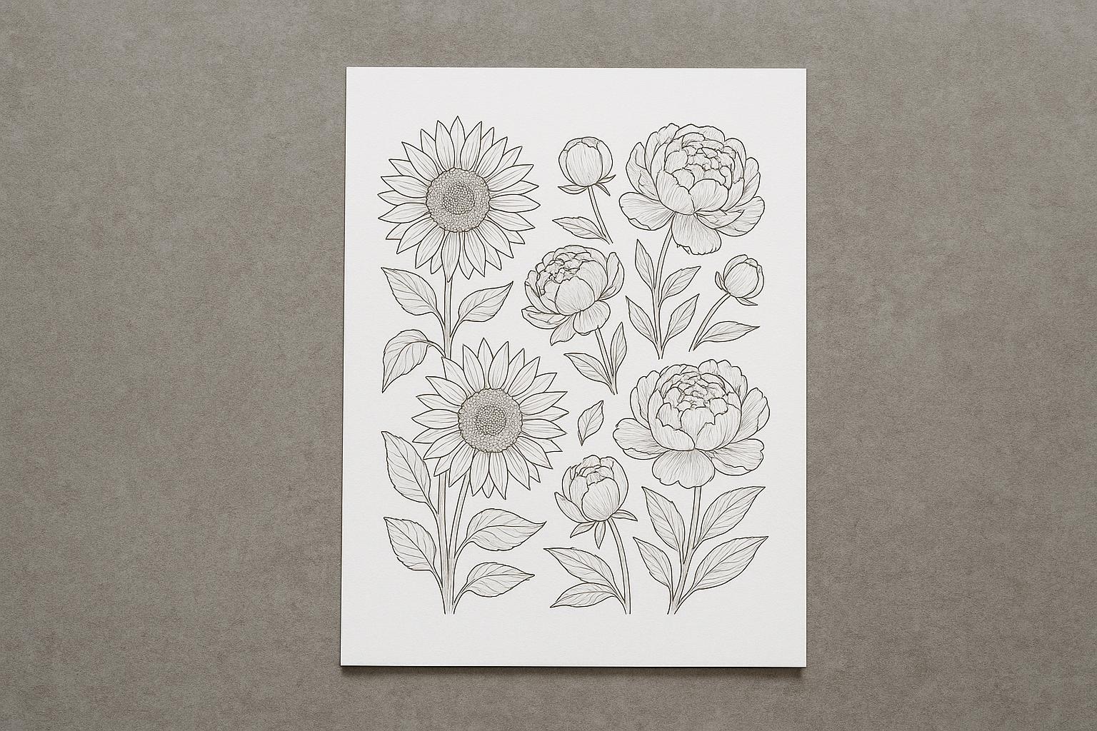 Flower Variations Colouring Pages - Etsy
