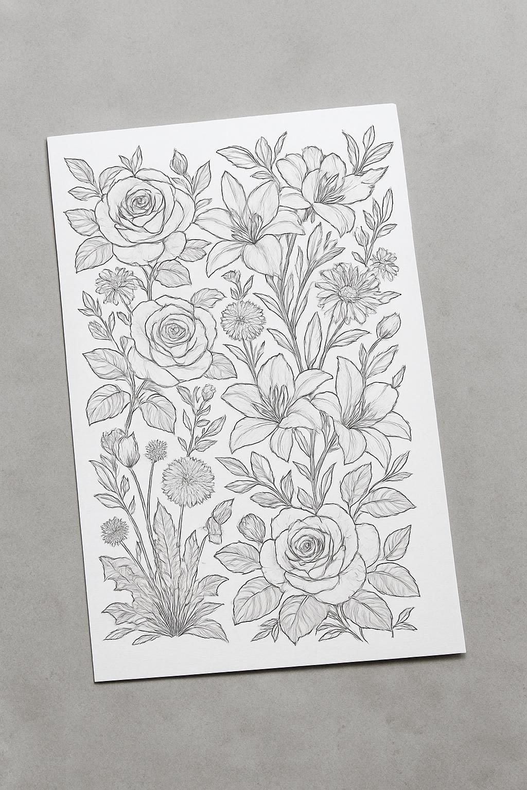 Flower Variations Colouring Pages - Etsy