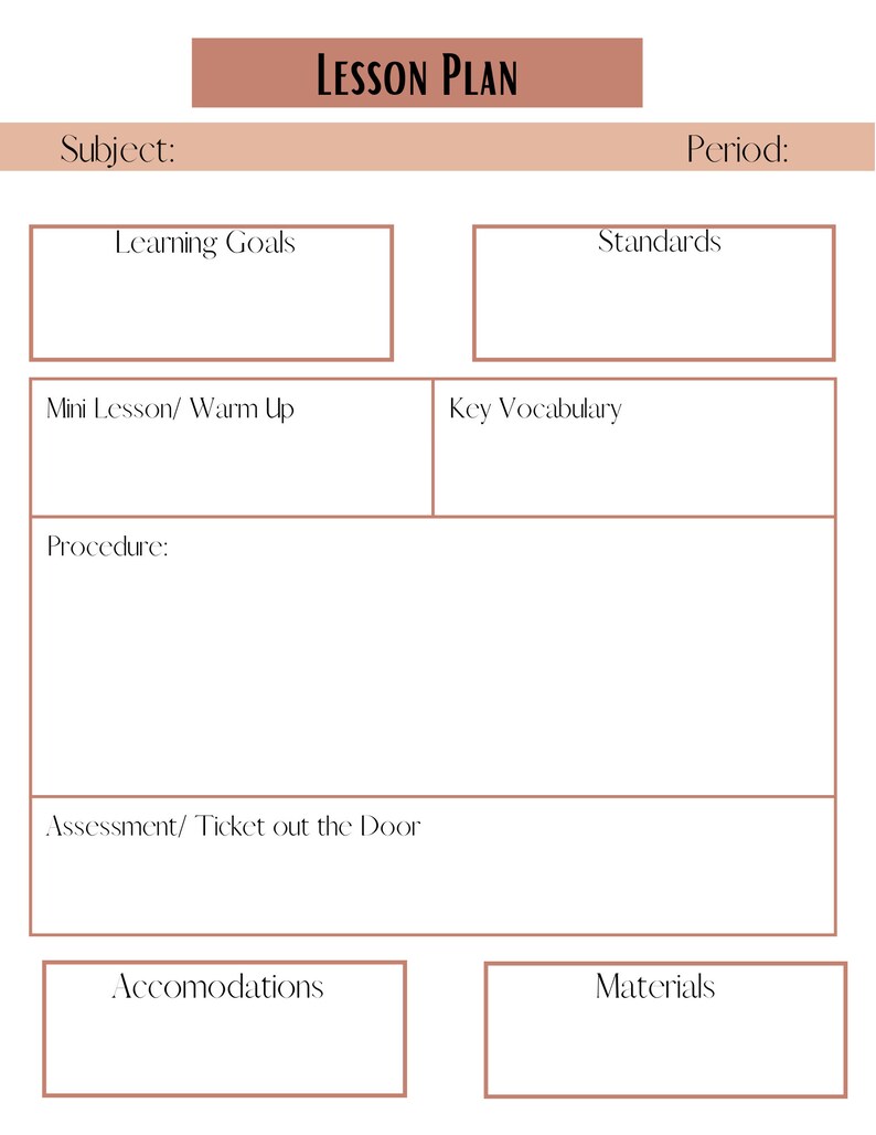 Lesson Plan Template - Etsy