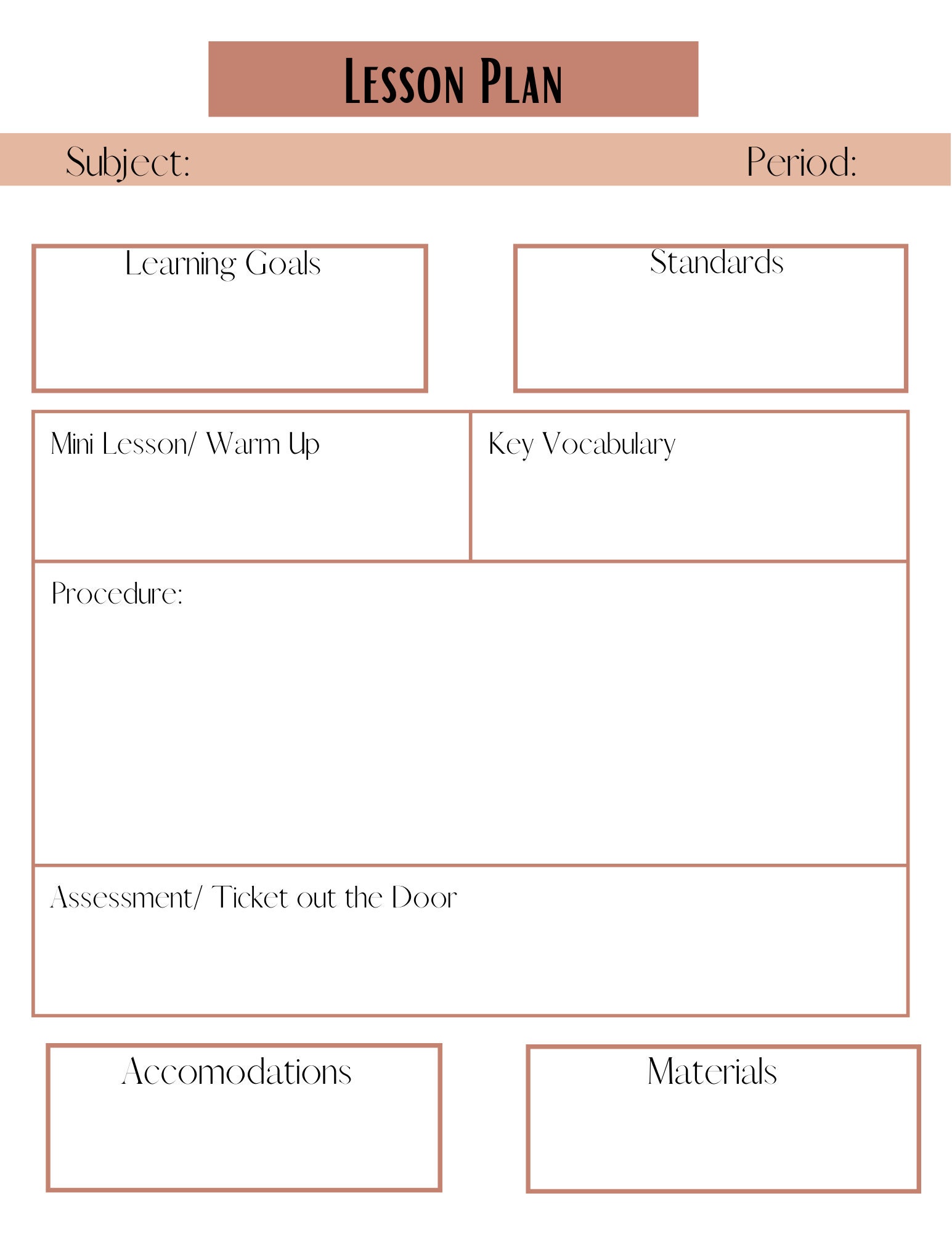 Lesson Plan Template - Etsy