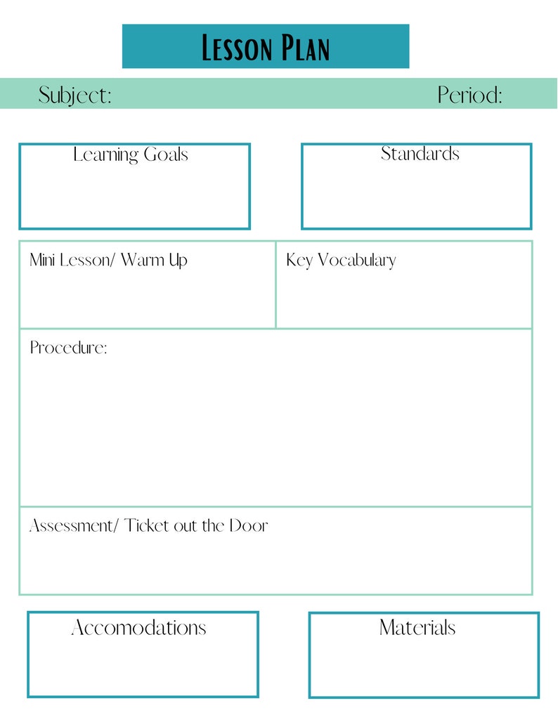 Digital Lesson Plan Template - Etsy