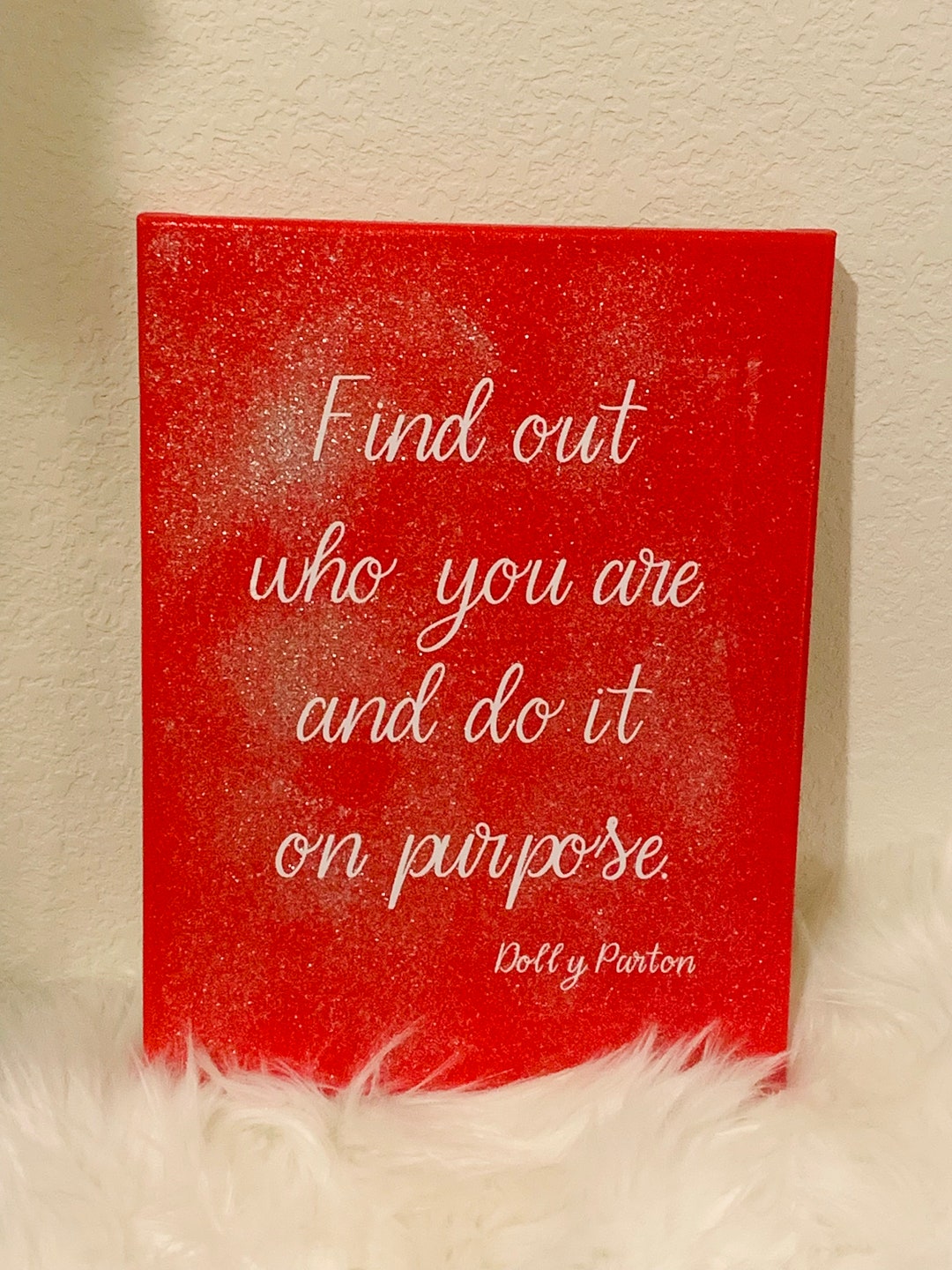 Handmade Inspiring Sign Dolly Parton Saying Glitter 9x12 Red Vinyl ...