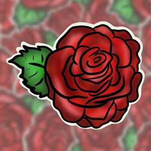 Large Single Red Rose Vinyl Sticker - Etsy