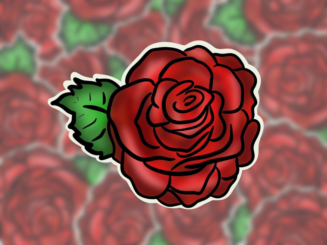 Large Single Red Rose Vinyl Sticker - Etsy