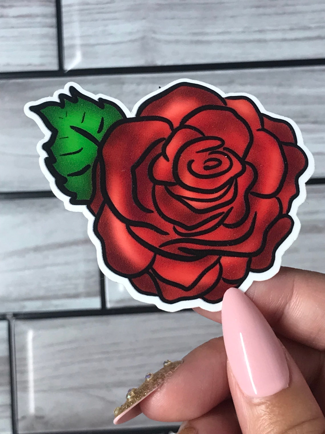 Large Single Red Rose Vinyl Sticker - Etsy