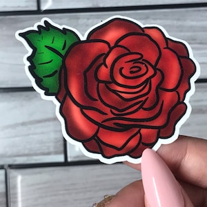 Large Single Red Rose Vinyl Sticker - Etsy