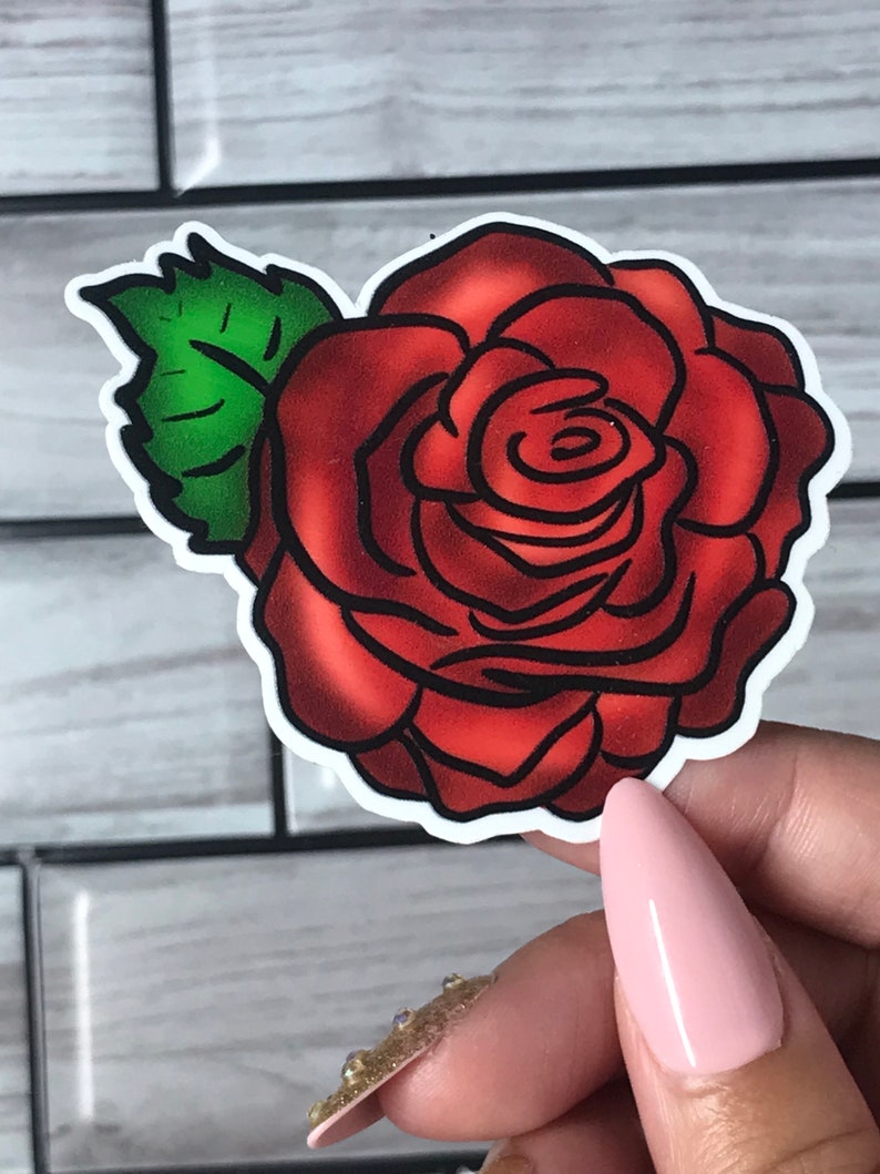 Large Single Red Rose Vinyl Sticker - Etsy
