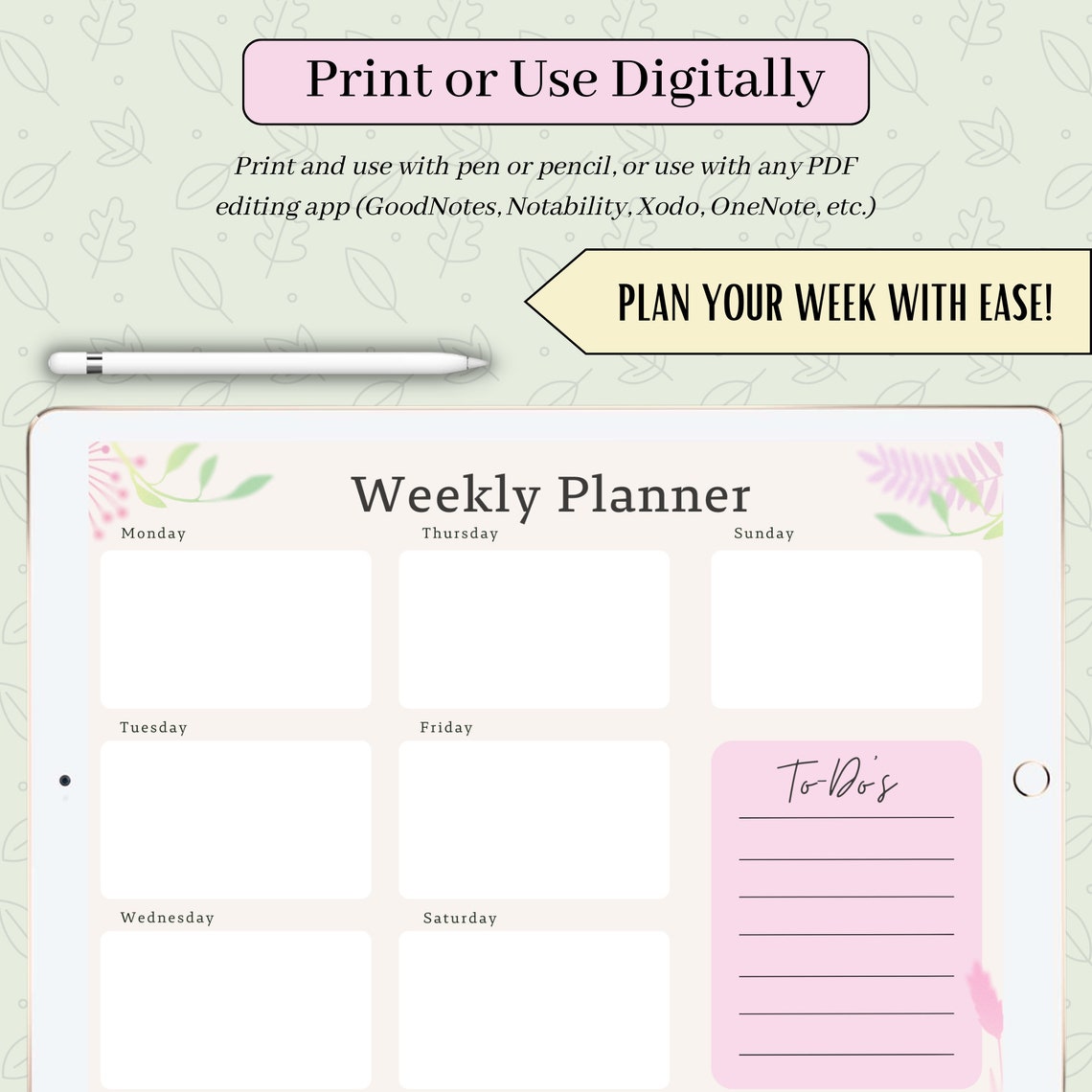 Weekly Planner Printable | Weekly Schedule, Study Template, Habit ...