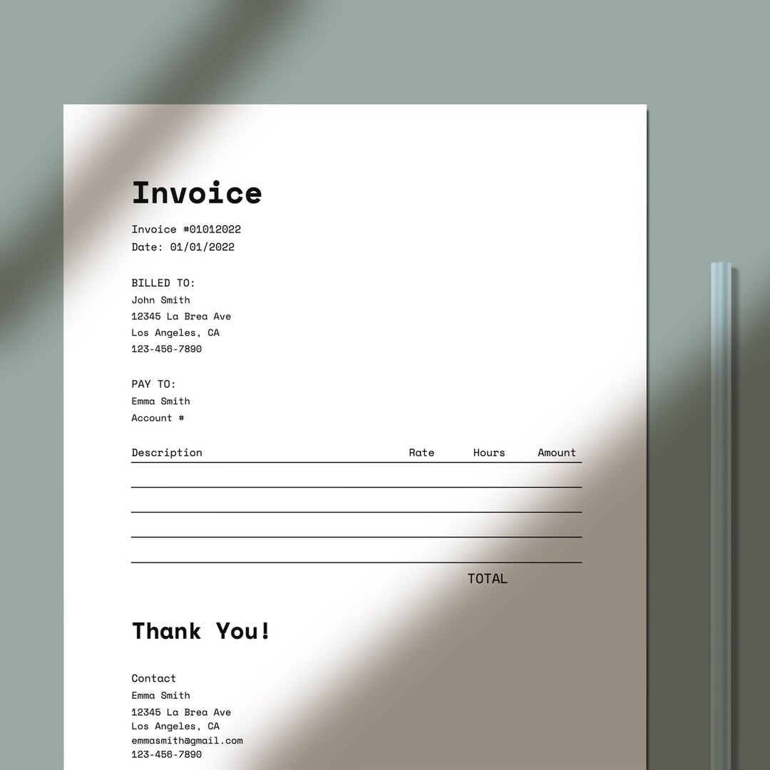 Cool Modern Invoice Template | Google Docs | Microsoft Word - Etsy