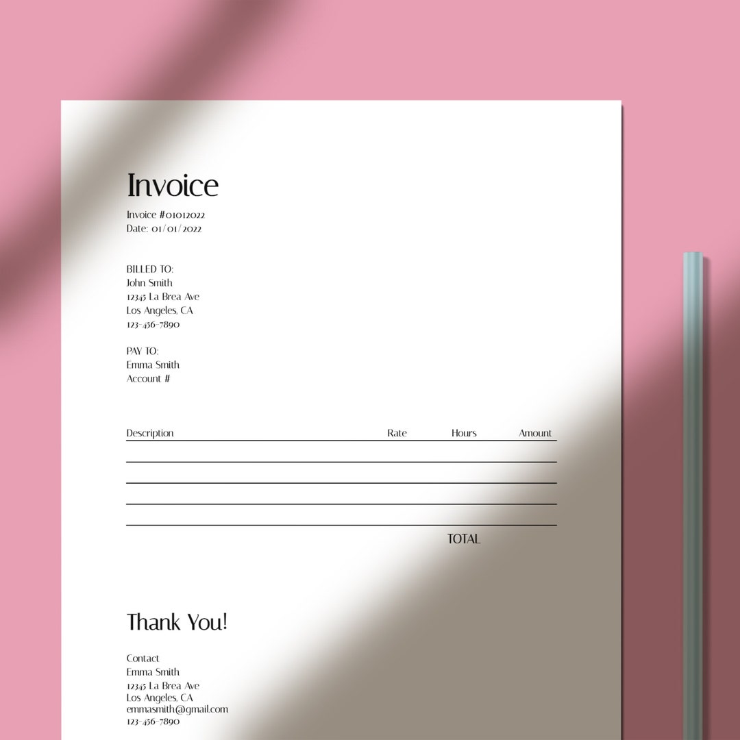 Elegant Modern Invoice Template Google Docs Microsoft Word - Etsy