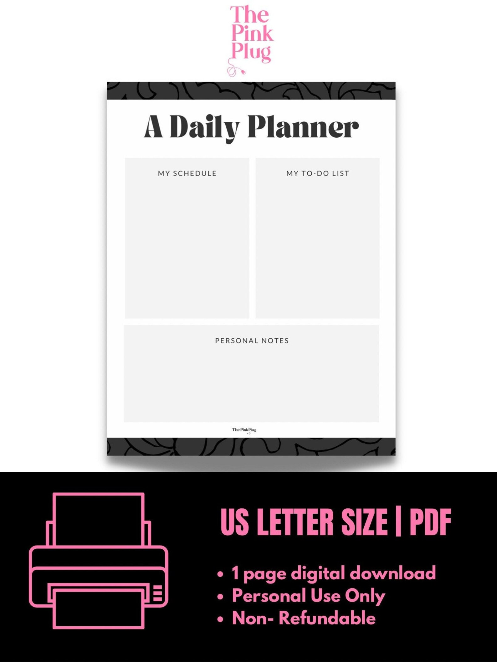 Chic Daily Planner | Simple Daily Planner | Digital Download - Etsy