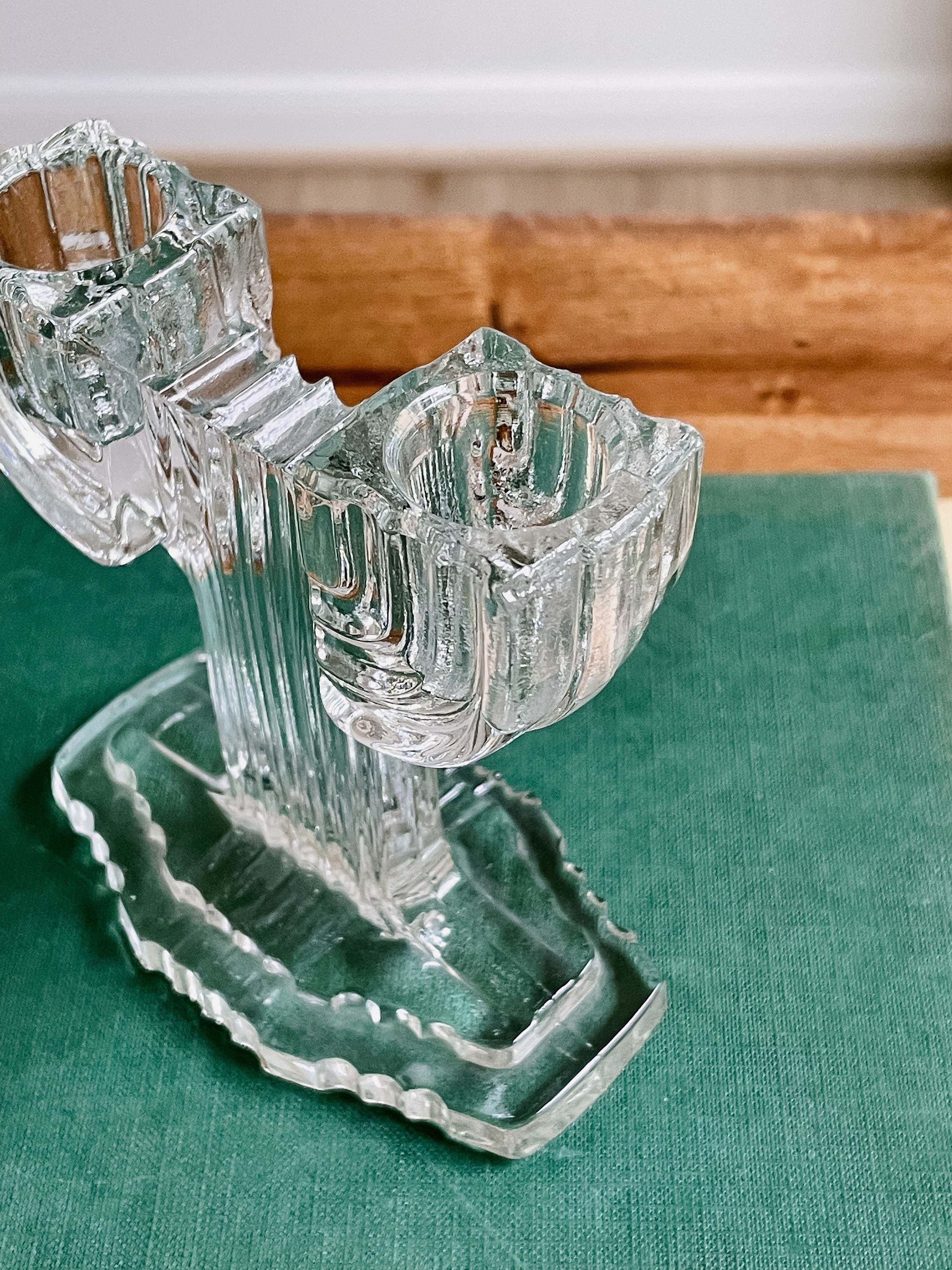 Anchor Hocking Clear Glass Queen Mary Double Light Candlestick - Etsy