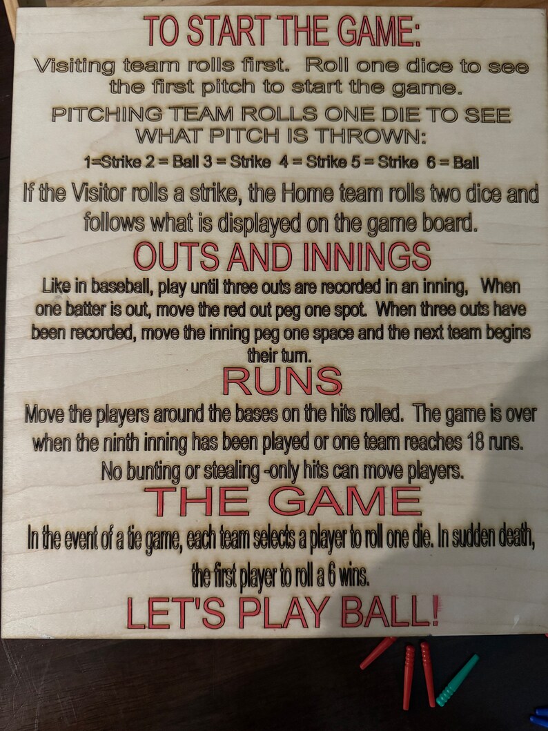 Tabletop Baseball Game 11x10 - Etsy