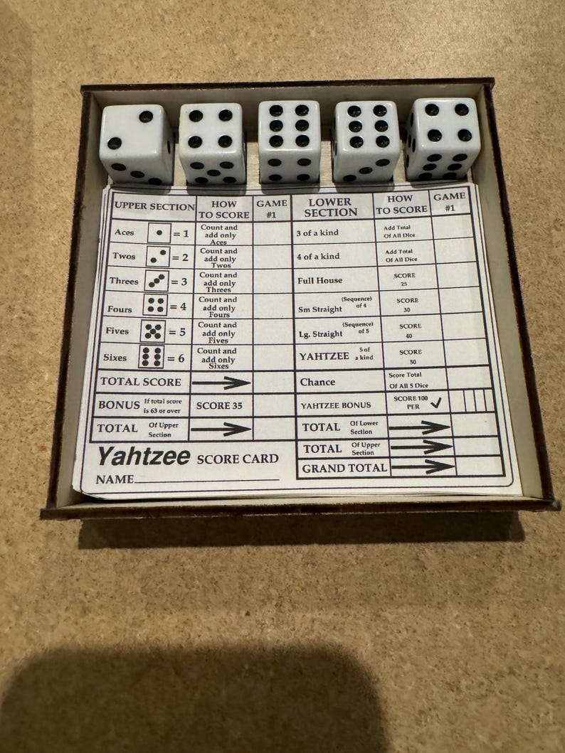 Yahtzee Travel Game - Etsy