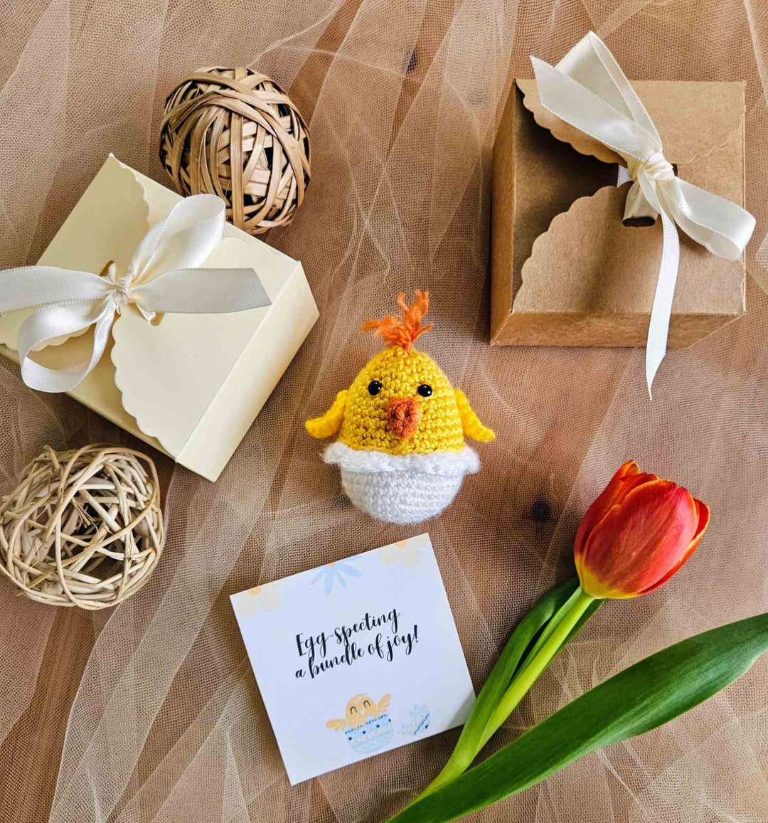 Hatched Baby Chick Pregnancy Reveal Crochet - Gift Box & Customizable ...