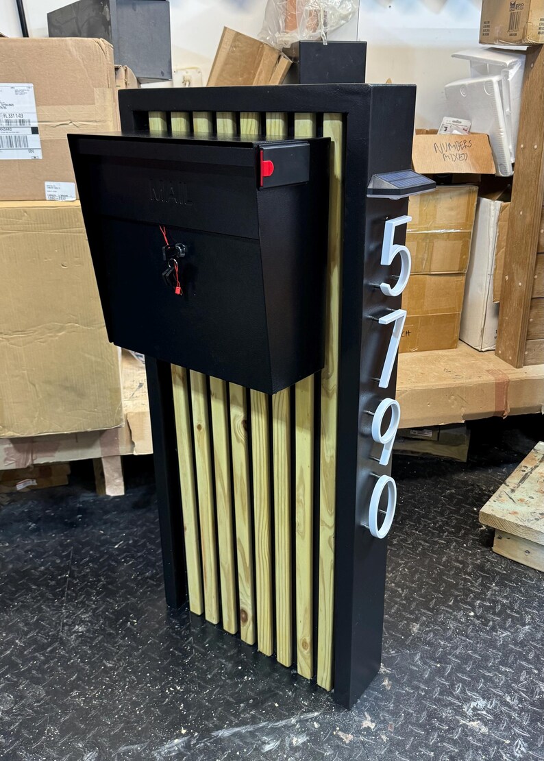 LINEAR LUXE Slatwall Mailbox Vintage Mailbox Custom House Numbers ...