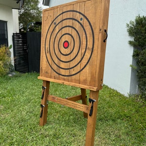 Axe Throwing Set Wood Backboard and 3 Throwing Axes for Outdoor Indoor ...