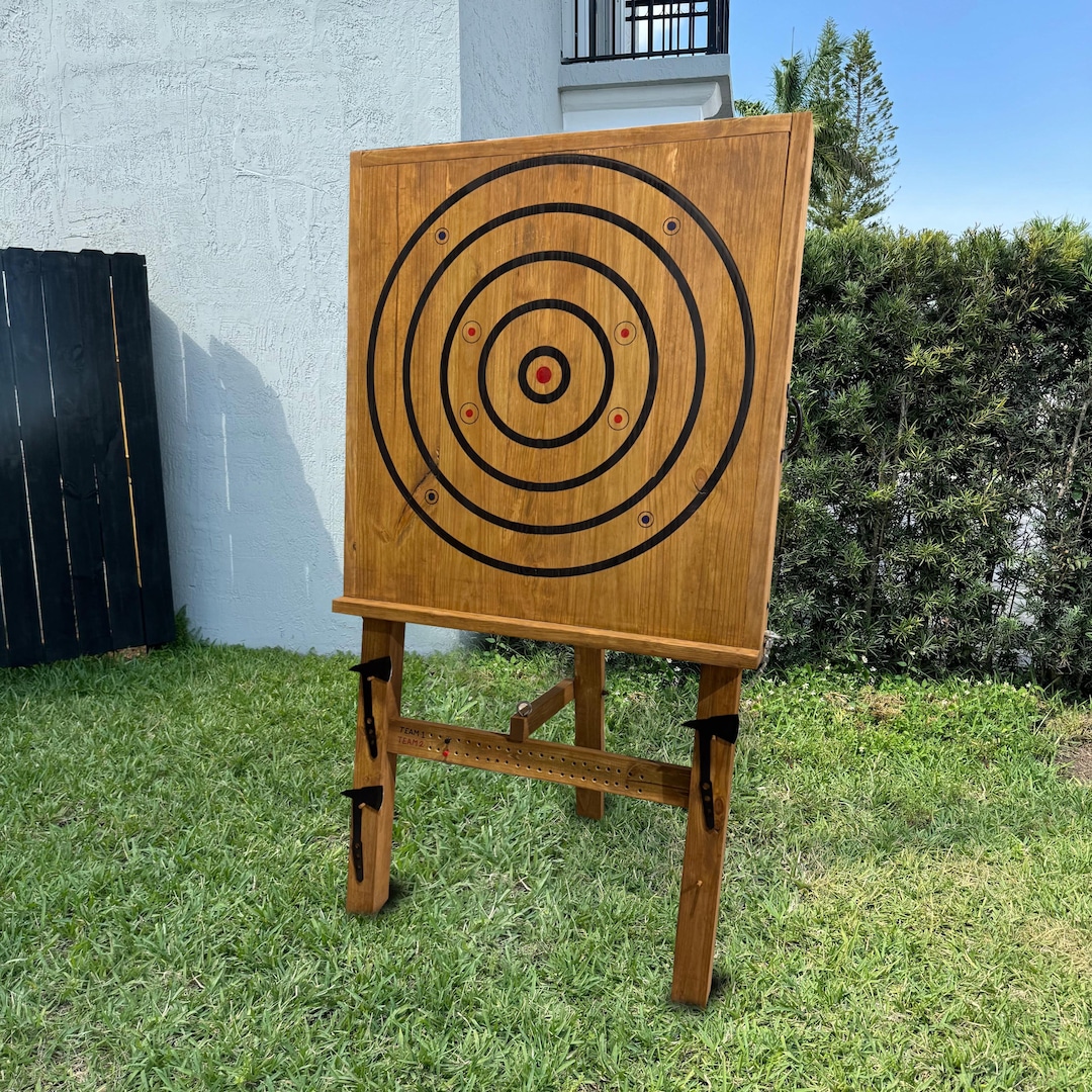Axe Throwing Set Wood Backboard and 3 Throwing Axes for Outdoor Indoor ...