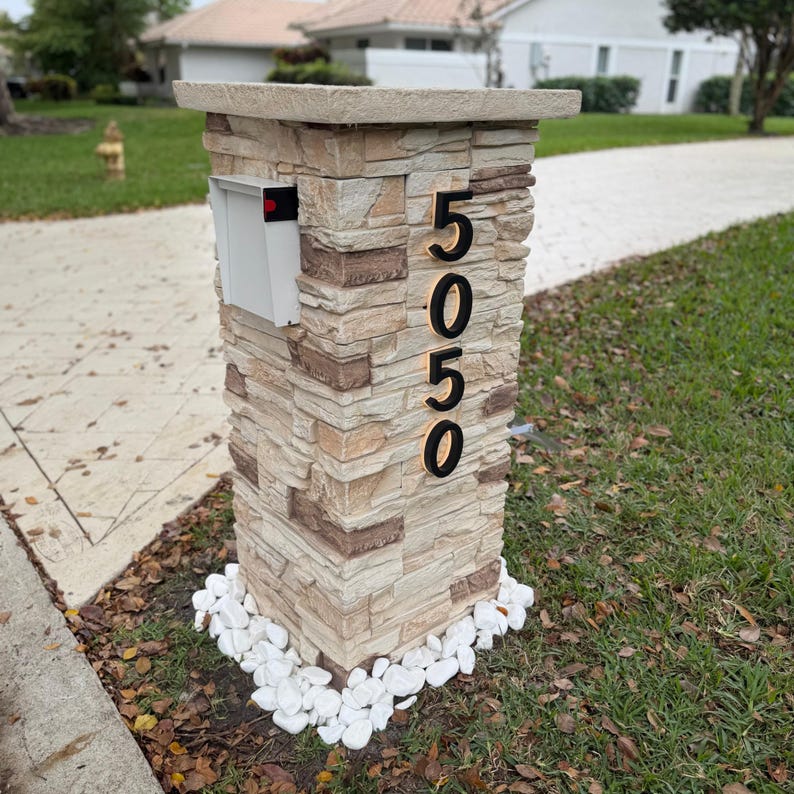 Luxury Faux Marble Pillar Mailbox With LED Backlit Address Numbers - Etsy