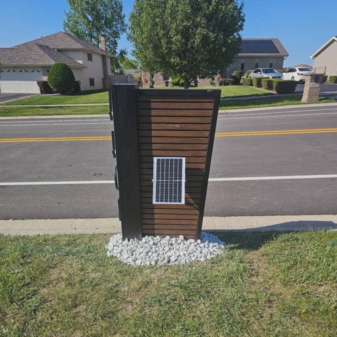 Modern LED Mailbox – Walnut Slat Design, Custom Address Sign - Etsy