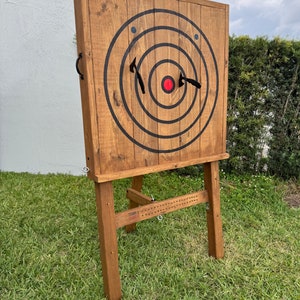 Axe Throwing Set Wood Backboard and 3 Throwing Axes for Outdoor Indoor ...