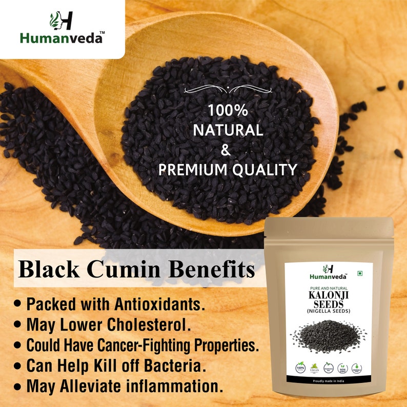 Humanveda KALONJI Seeds / Nigella black Cumin / Fennel Flower for ...