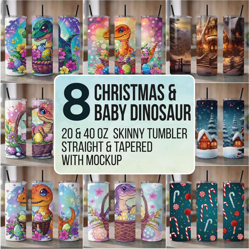 8 Tumbler Wraps: Adorable Easter Dinosaurs & Cozy Winter Themes - Etsy