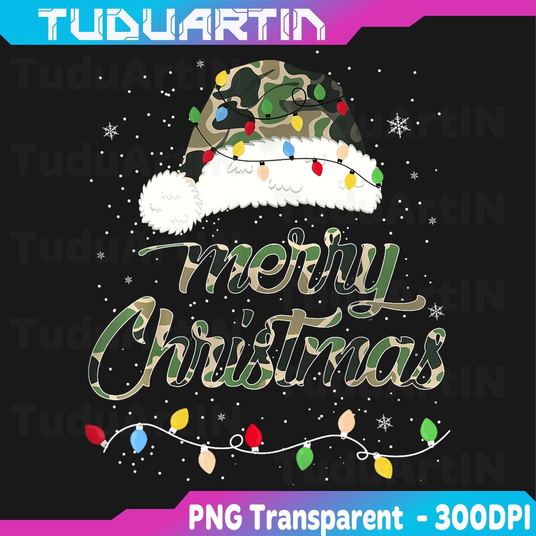 Merry Christmas Camouflage Santa Hat Christmas Png, Camo Santa Hat ...