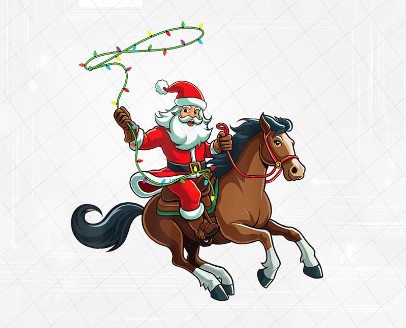 PNG ONLY Cowboy Santa Riding A Horse Christmas Funny Png, Santa Riding ...