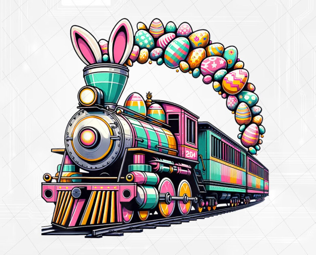 PNG ONLY Railroad Bunny Train Easter Egg Png, Easter Train Egg Png ...