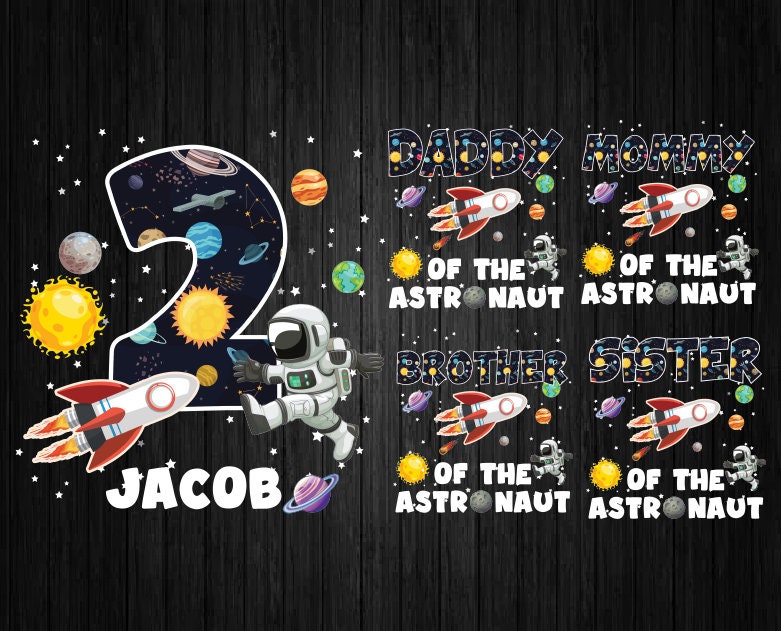 Personalized Name Astronaut Birthday Png Family Astronaut - Etsy
