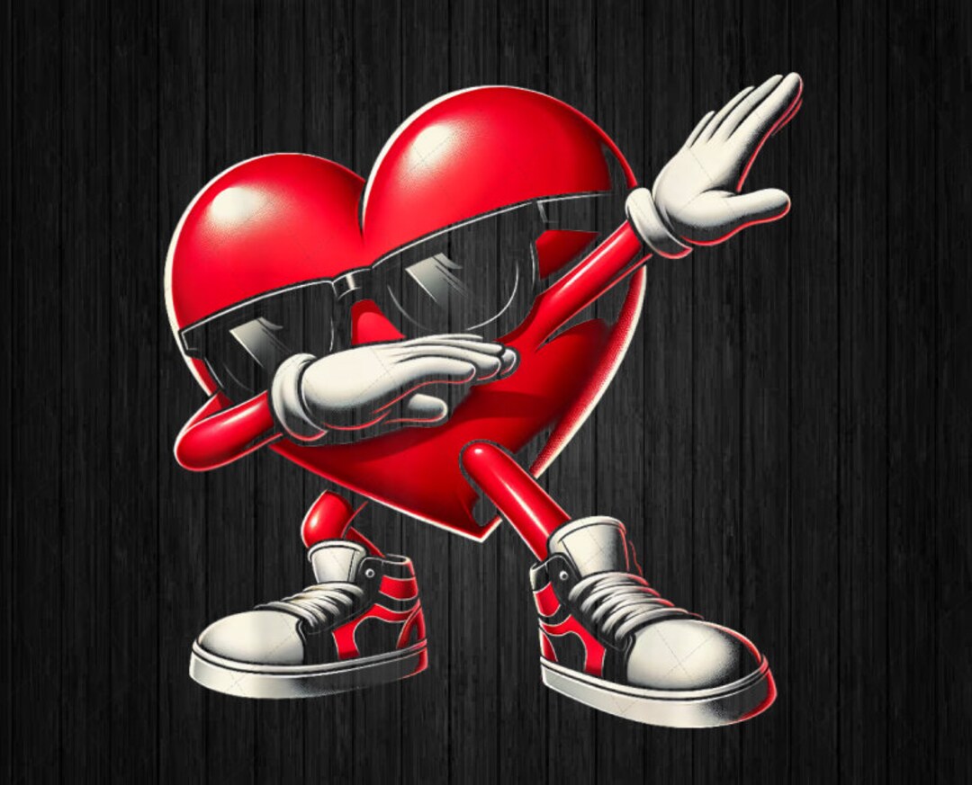 PNG ONLY Funny Dabbing Heart Happy Valentines Day Png, Dabbing Soccer ...