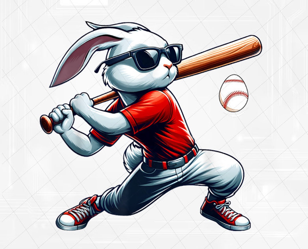 PNG ONLY Boys Happy Easter Bunny Playing Baseball Png, Easter Playing ...