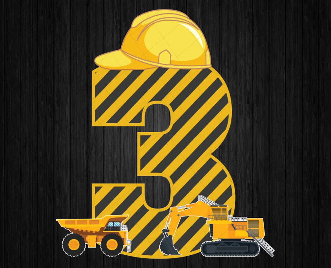 Custom Age Three 3 Years 3rd Birthday Construction Png, Boy 3 Years Old ...