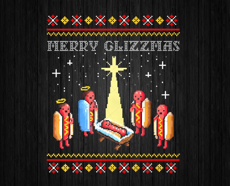 PNG ONLY Merry Glizz-mas Tacky Png, Funny Merry Christmas Hot Dogs Png ...