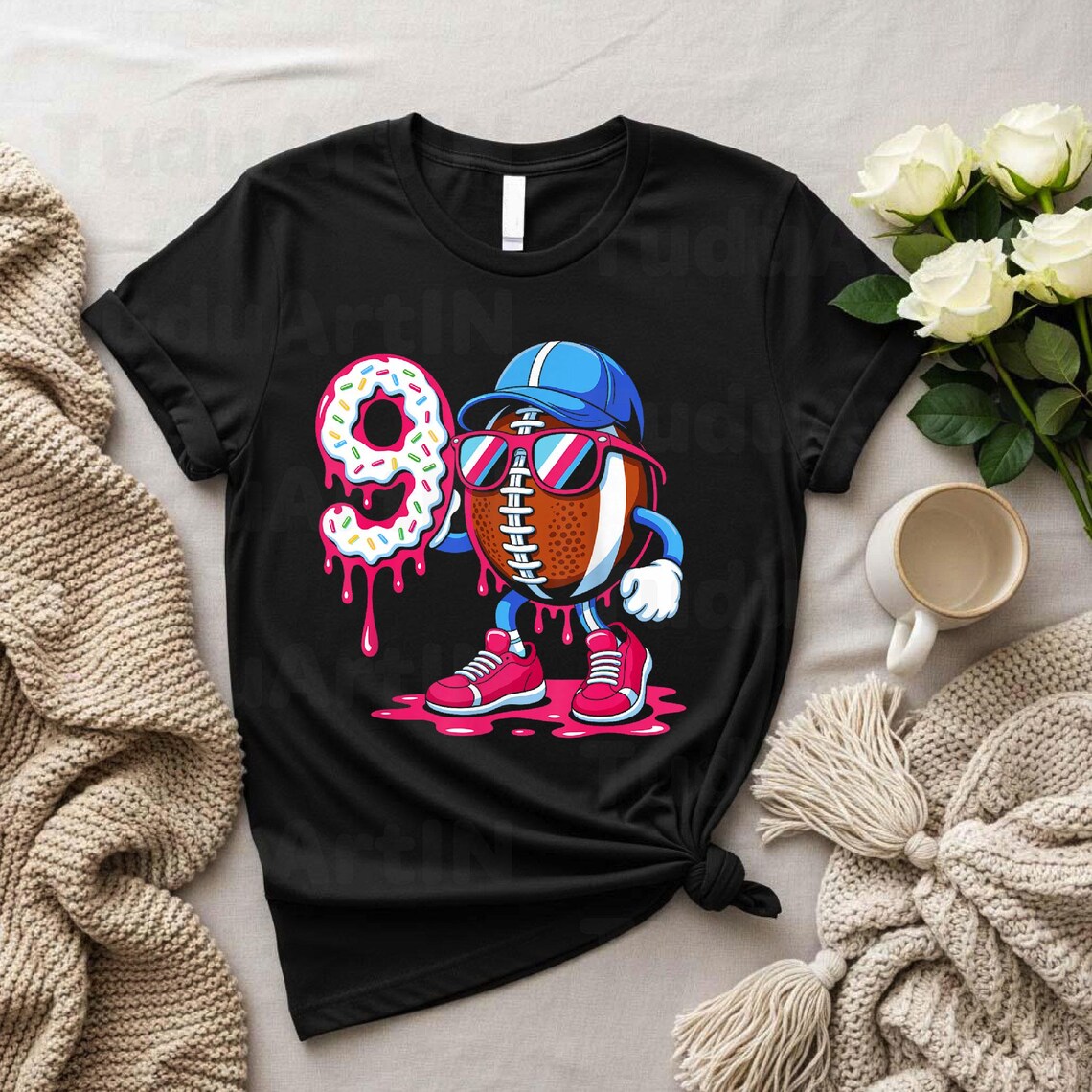 Football 9 Year Old Ice Cream Drip 9th Birthday Png, Football 9th ...