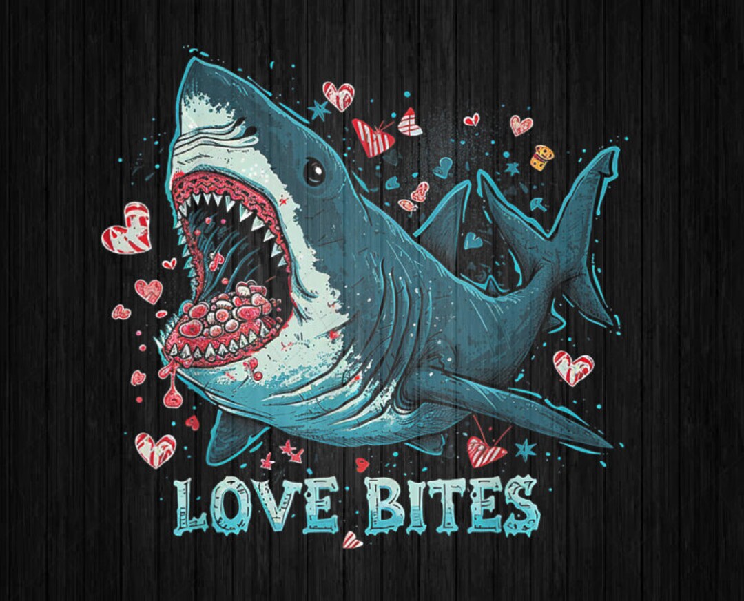 PNG ONLY Shark Love Bite Valentine's Day Png, Funny Love Heart Balloon ...