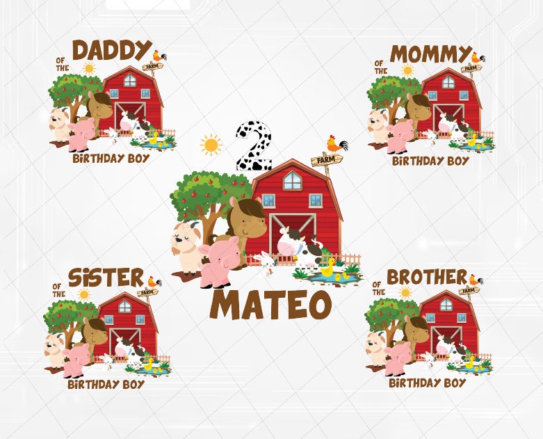 Personalized Farm Birthday Png, Farm Family Matching Birthday ...