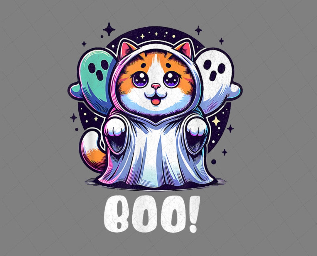 PNG ONLY Ghost Cat Boo Png, Funny Cute Cat BOO Kitty Png, Halloween Png ...