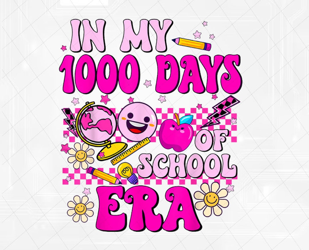PNG ONLY Retro Groovy in My 1000 Days of School Era Png, 1000 Days ...