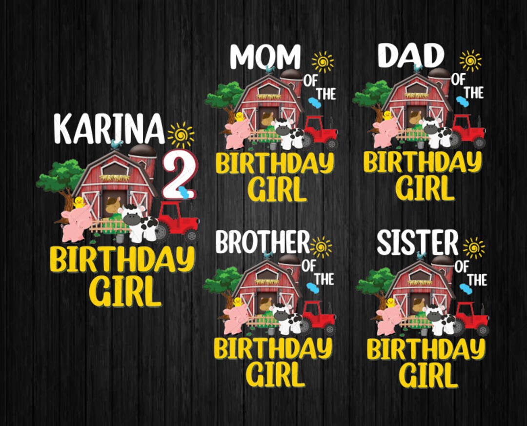 Personalized Name and Age Family Farm Birthday Png, Barnyard Birthday ...