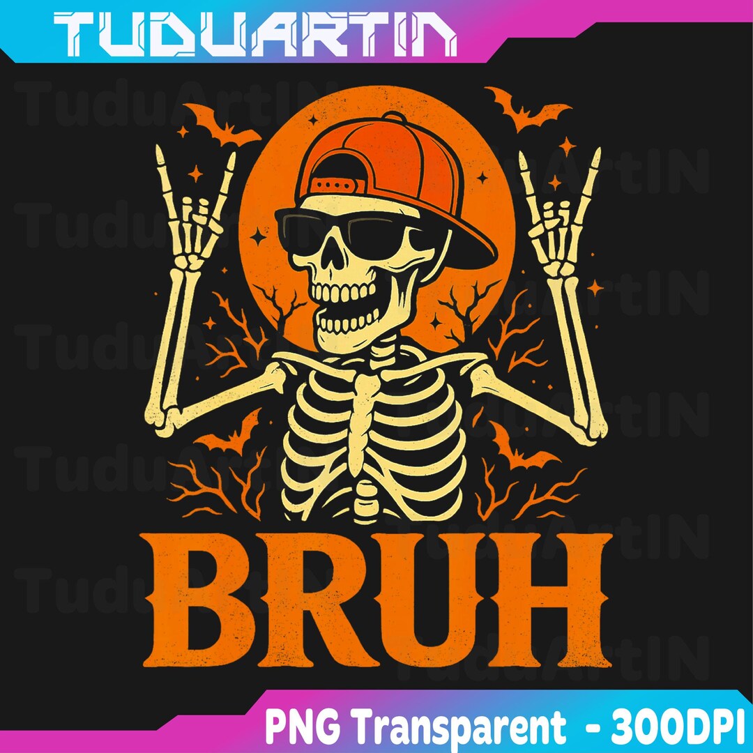 Cool Bruh Skeleton Rock on Halloween Png, Cool Boys Men Halloween Png ...