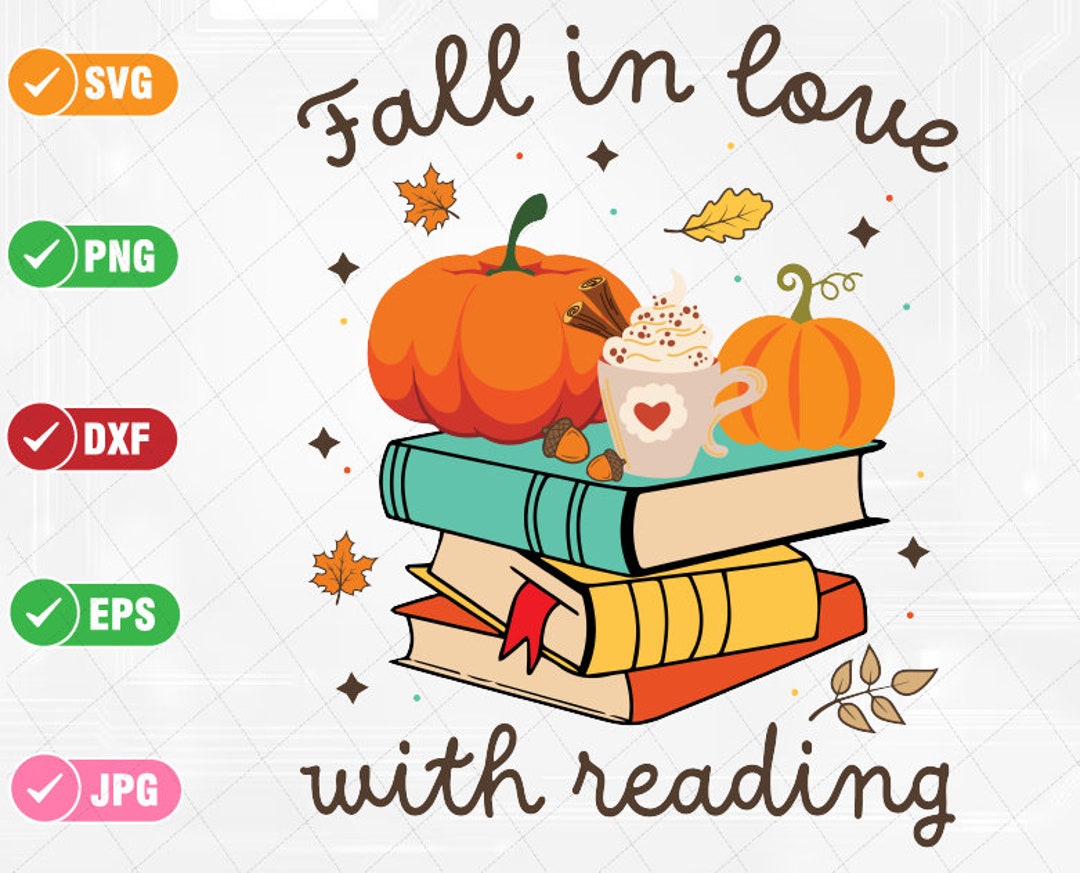 Fall in Love With Reading Book Autumn Pumpkins and Teachers - Etsy