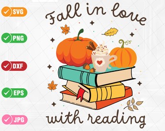 Fall in Love With Reading Png, Autumn Pumpkins and Teachers, Autumn Png ...