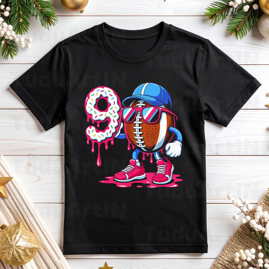 Football 9 Year Old Ice Cream Drip 9th Birthday Png, Football 9th ...